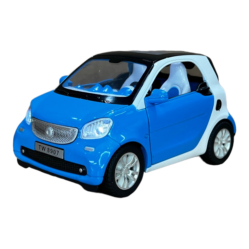 Miniatura Smart Fortwo Azul Acende Luz E Som Metal 1:24 | Shopee Brasil