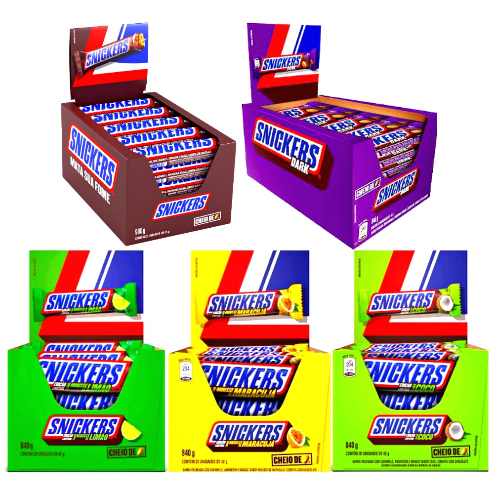 Caixa De Chocolate Snickers Sabores MARS 1cx c/ 20un de 42g | Shopee Brasil