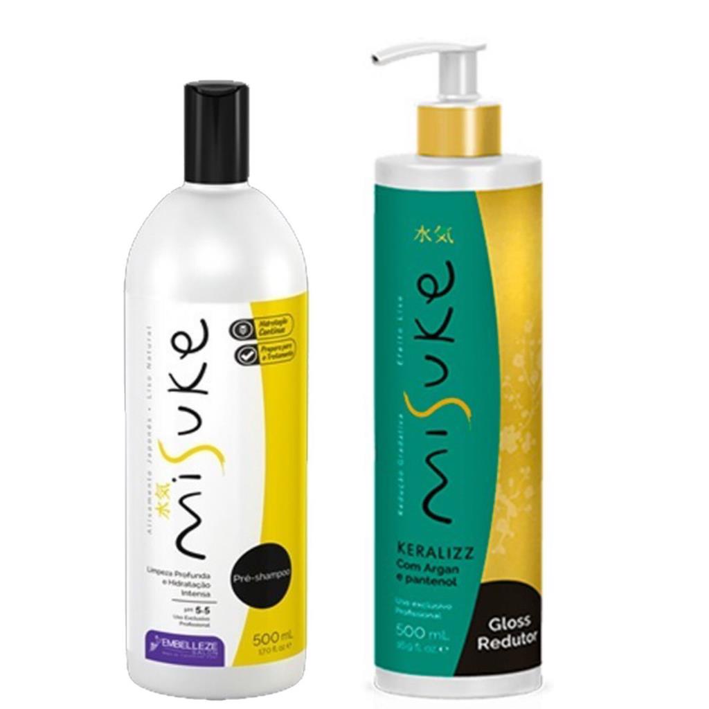 Redutor De Volume Gloss Keralizz + Pre-shampoo Misuke 500ml | Shopee Brasil