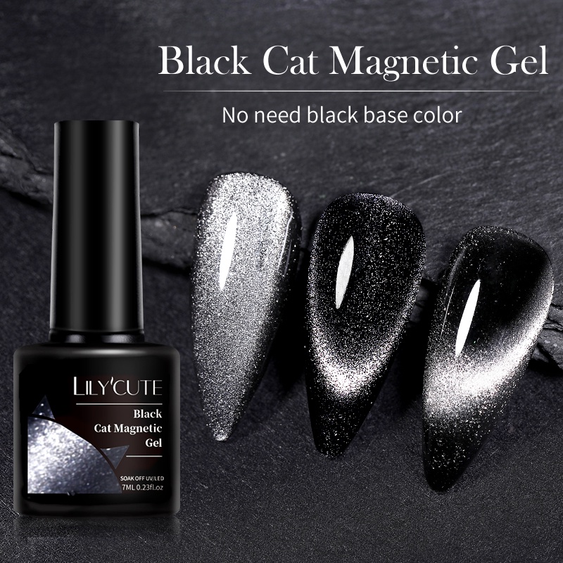 LILYCUTE 7ml 9D Gato Cristal Preto Magnético Gel De Polimento De Unhas Laser Glitter Semi ...