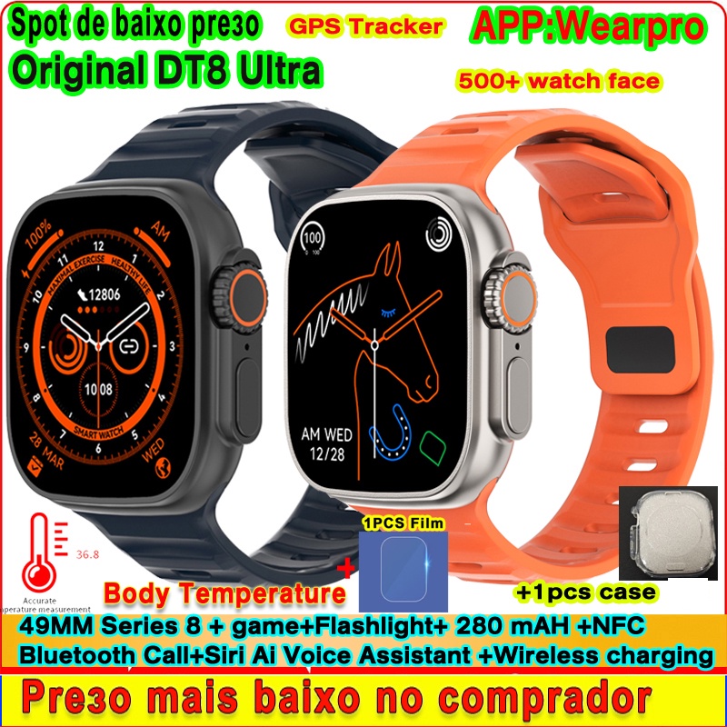 Relógio Original DT8 Ultra Inteligente Série 49MM 8 Temperatura Corporal NFC GPS Rastreador Siri ...