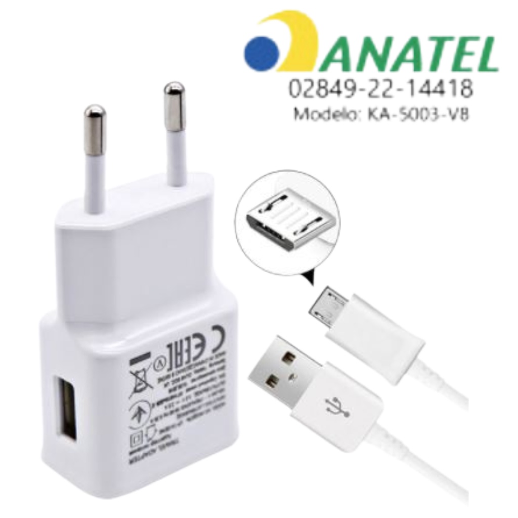 Carregador V8 TURBO Micro Usb Para Galaxy J2 Prime J3 J4 J5 Prime J6 J7 ...