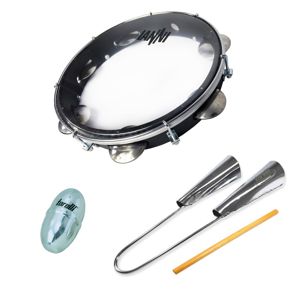 Kit Completo Instrumentos de Samba Pandeiro + Agogo + Ganza | Shopee Brasil
