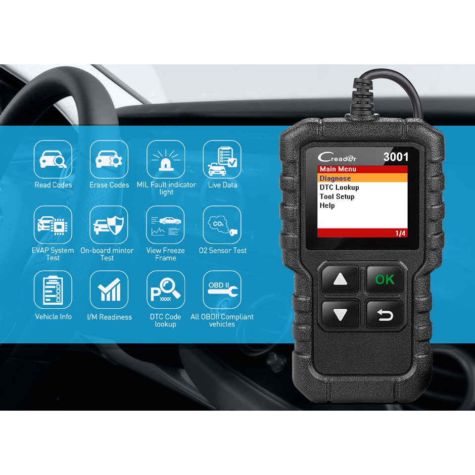 LAUNCH Leitor De Diagnóstico Do Motor Carro OBD2 CAN EOBD Ferramenta De ...