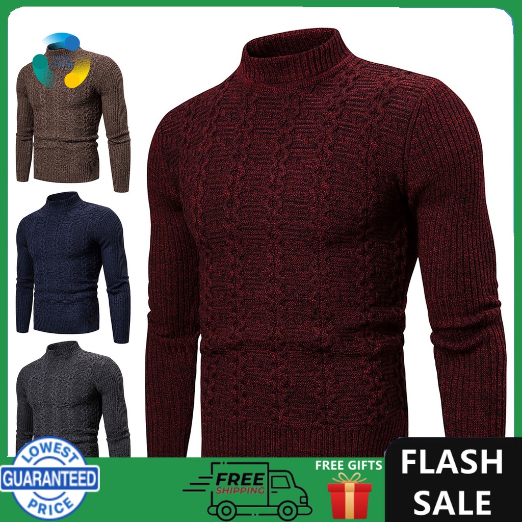 Fq E Half High Collar Manga Longa De Colarinho Alto Camisola De Malha