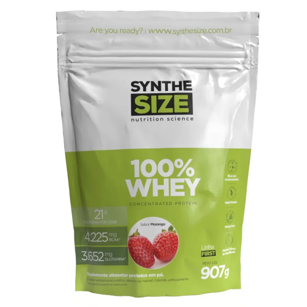 Whey 100% Synthesize Proteína Whey Protein Concentrado 900g | Shopee Brasil
