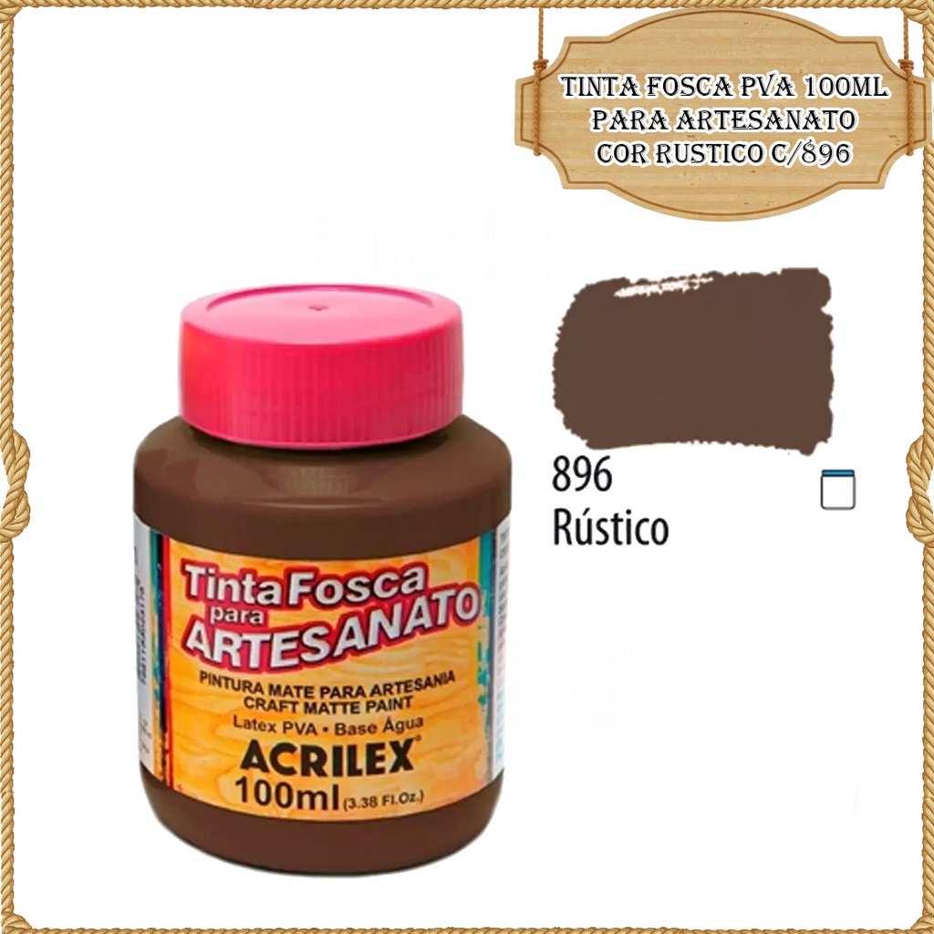 Tinta Fosca PVA 100ML Para Artesanato Cor Rustico Cd 896 | Shopee Brasil