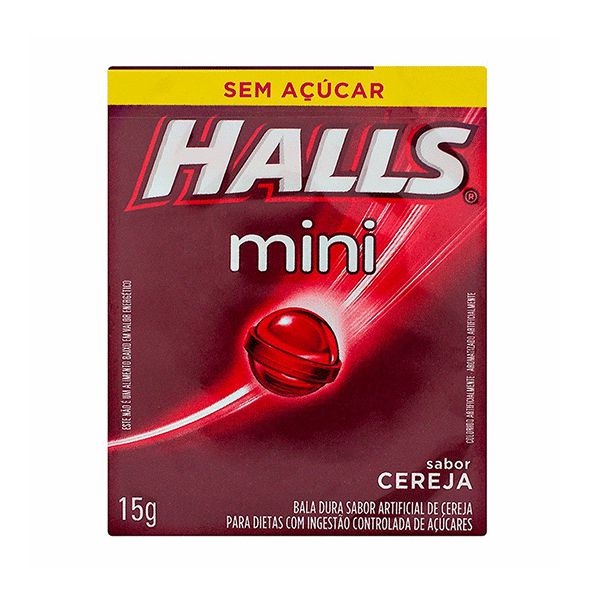 Bala Halls Sem Açúcar Mini Cereja Contendo 18 Caixinhas De 15g Cada ...