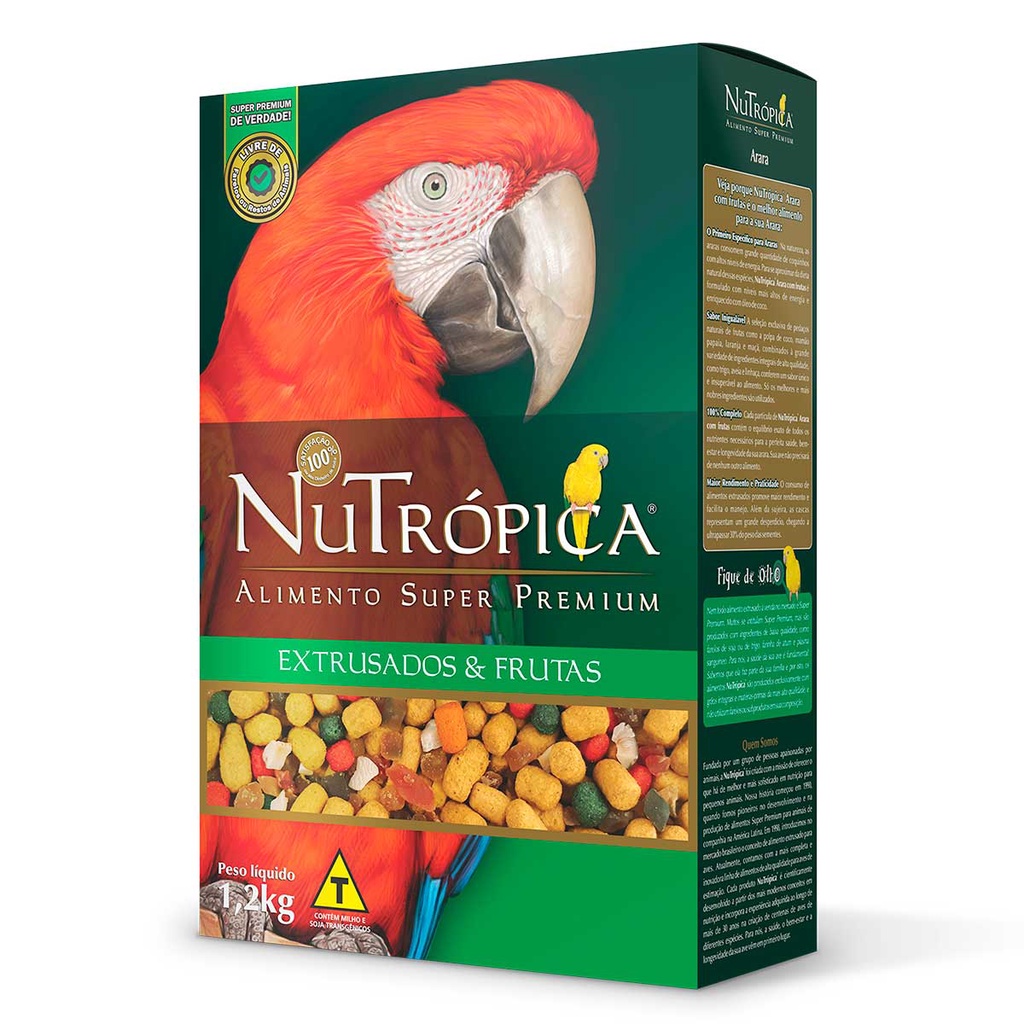 Ração Arara Nutrópica com Frutas 1,2kg Extrusada Completa Papagaio ...