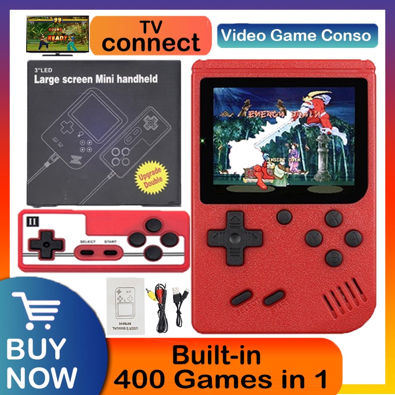 Console de videogame integrado de 400 jogos, 8-Bit, 3,0 polegadas, LCD ...