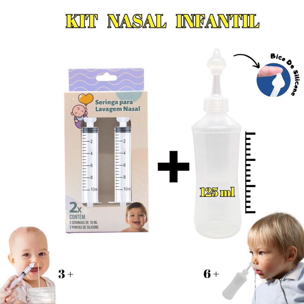 Kit Lavagem Nasal Infantil Seringa c/2un + Dispositivo 125ml | Shopee ...