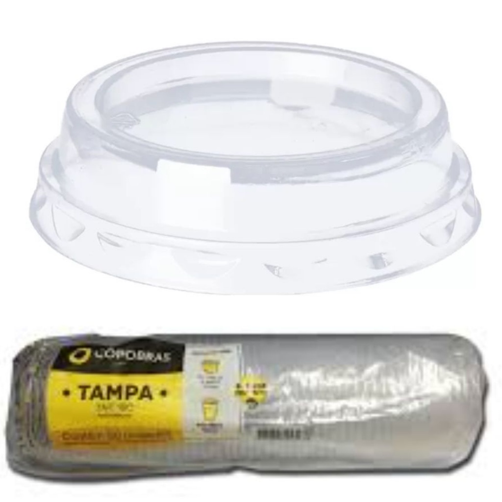 Tampa Plástica Transparente Sundae Sem Furo TNT-180 Copobras 100-1800ml Descartável (Pacote com ...
