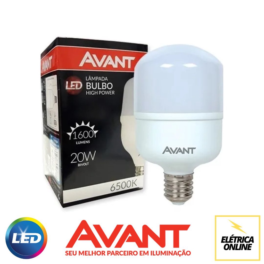 Lâmpada LED Bulbo 20w Alta Potência E27 BRANCA - AVANT | Shopee Brasil