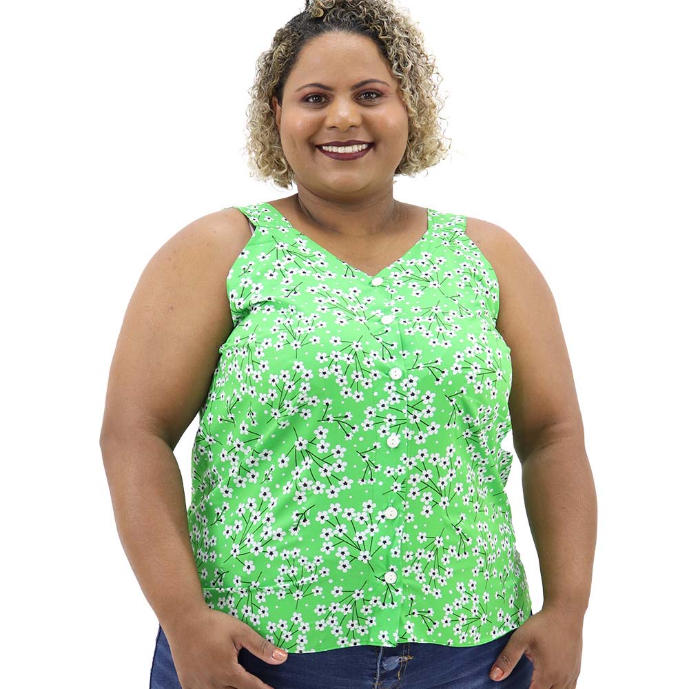 Camiseta Plus Size Salinas com Botões Verde | Shopee Brasil