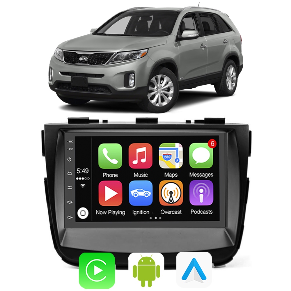 Kit Central Multimidia Carplay Android Auto Kia Sorento 2013 2014 2015 7 Polegadas Google Voz ...