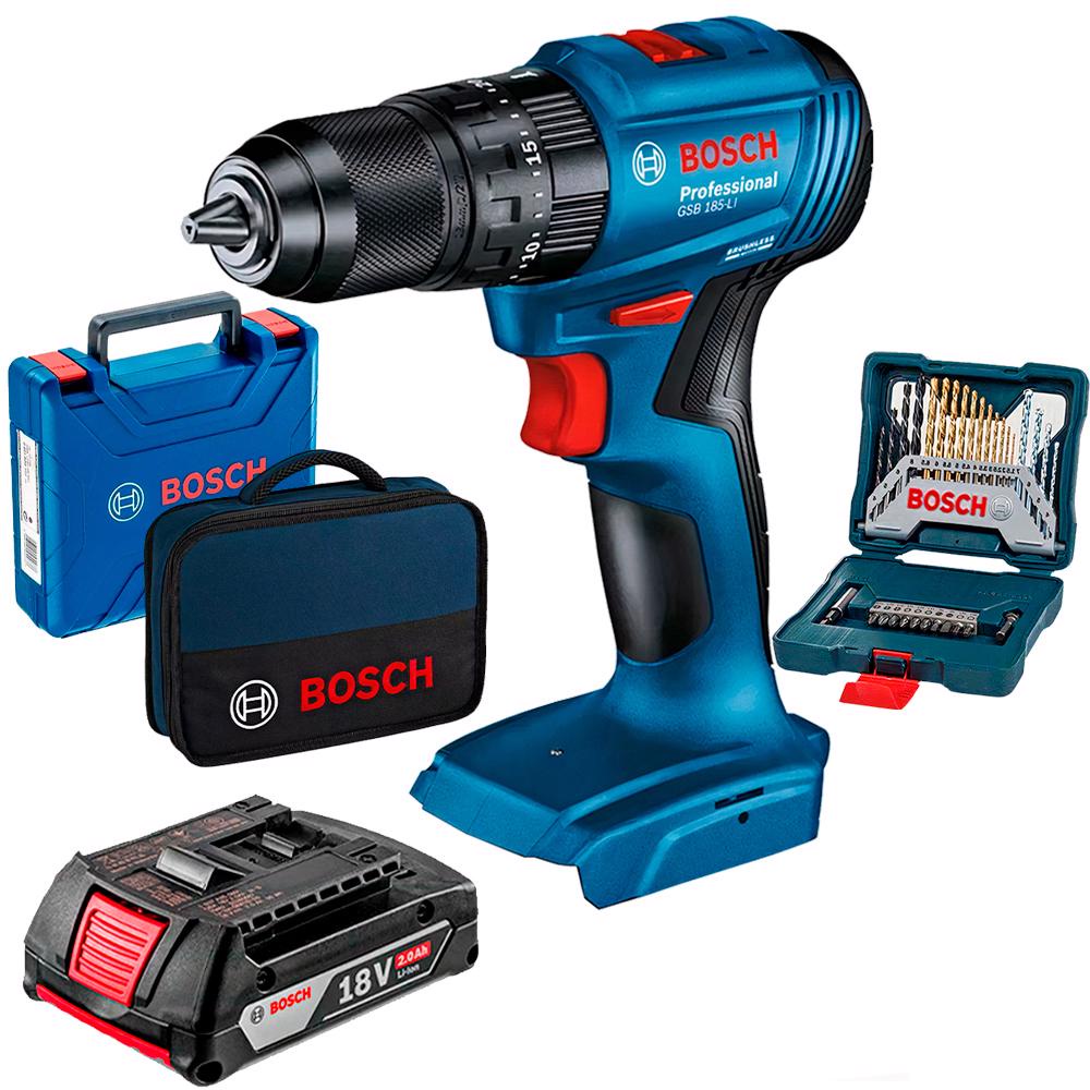 Kit Parafusadeira Bateria Impacto 18v com Bateria 2.0ah Maleta e Bolsa ...