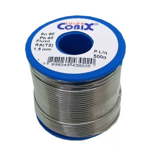 Rolo Estanho Solda 60x40 Fio 1,5mm Carretel Com 500g Cobix Soldagem Caseira Aprox. 80 Metros ...