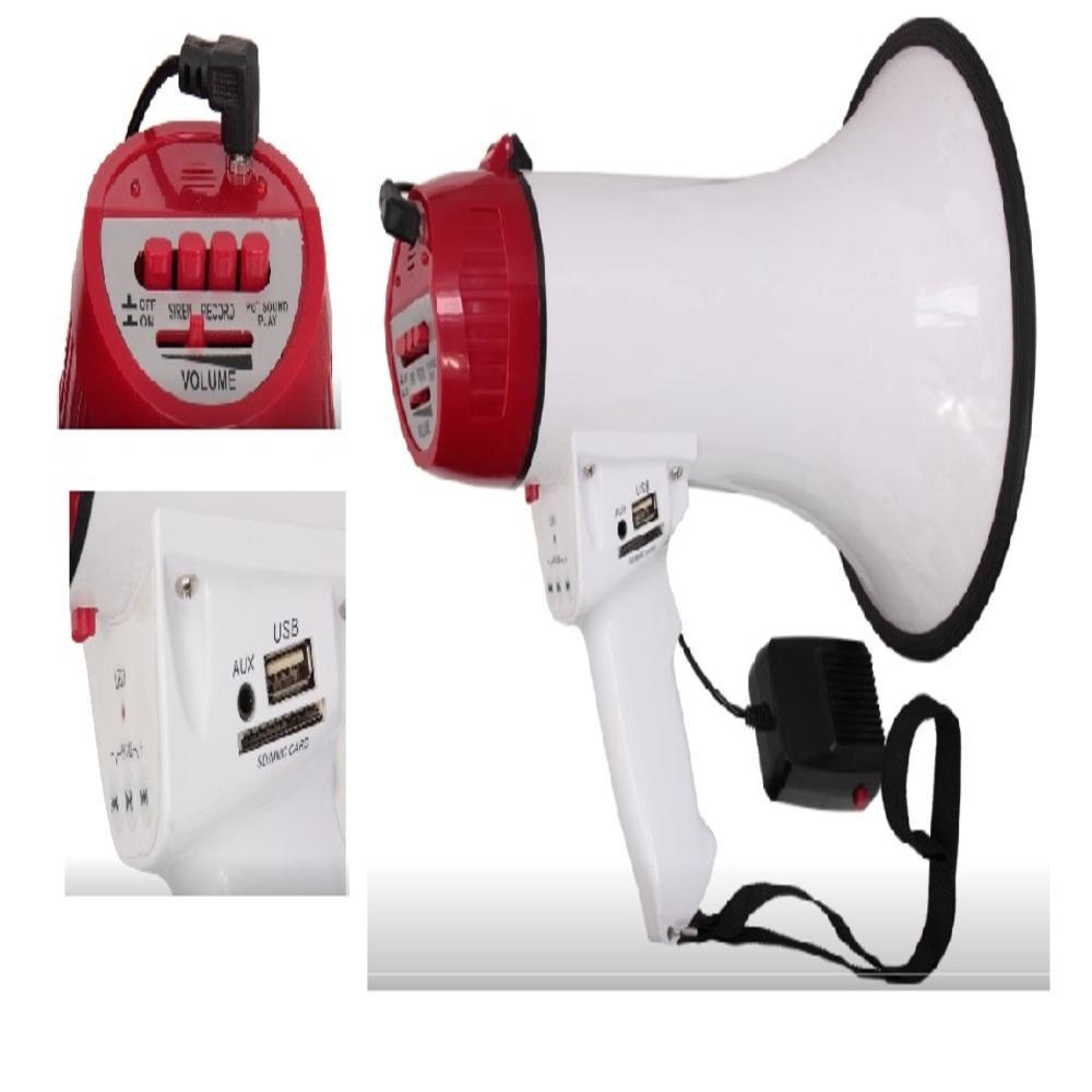 MEGAFONE 30W ALCANCE 500M COM MICROFONE GRAVADOR USB SD RECARREGAVEL ...