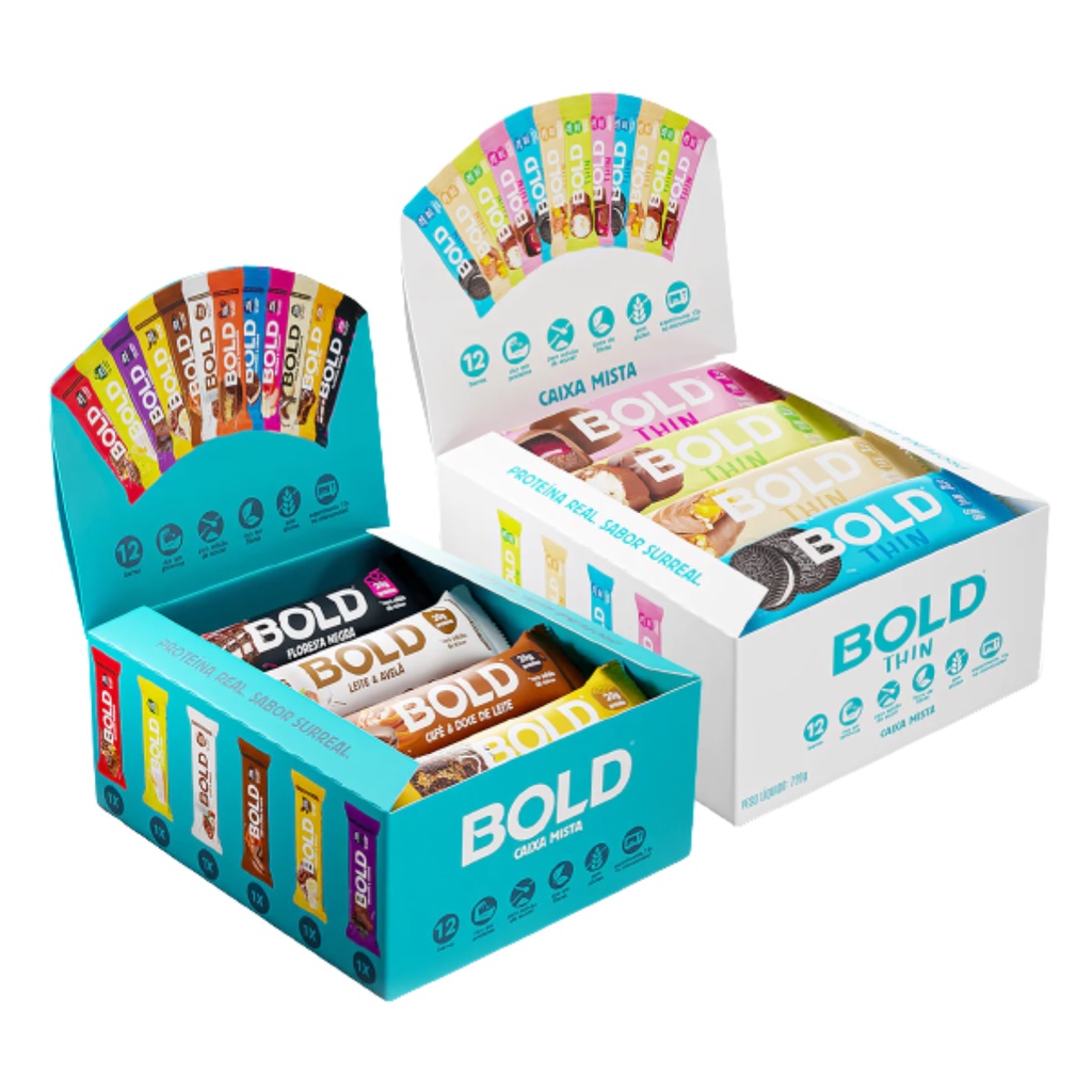 Kit 2 Caixa Bold Bar 12un - Combo - Caixa Mista + Caixa Thin | Shopee ...