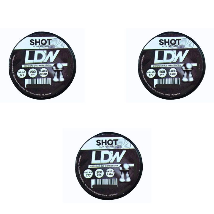 KIT 3 CHUMBINHO PARA CARABINA DE PRESSÃO LDW SHOT CAL 4.5MM | Shopee Brasil