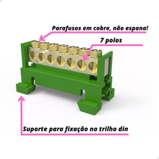 Kit 2 Barramento Borneira Para Fio Terra E Neutro 7 Polos | Shopee Brasil