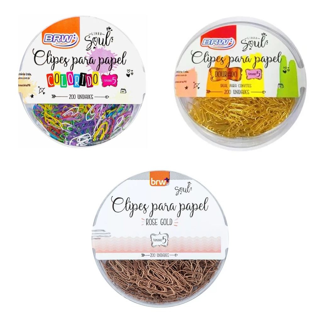 Mini Clips Tamanho 5 c/ 200 Unidades BRW - Escolha a cor | Shopee Brasil