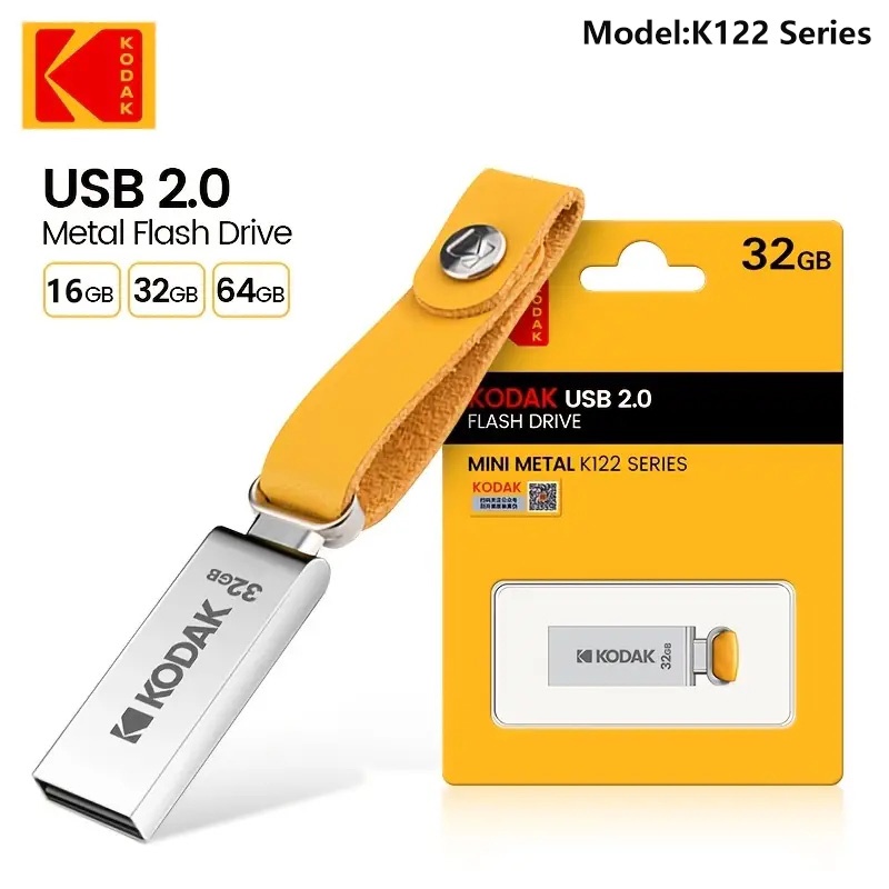 Kodak K122 Mini Unidade Flash USB De Metal USB2.0 Pen Drive 16Gb 32Gb 64Gb Com Cordão - Corre ...