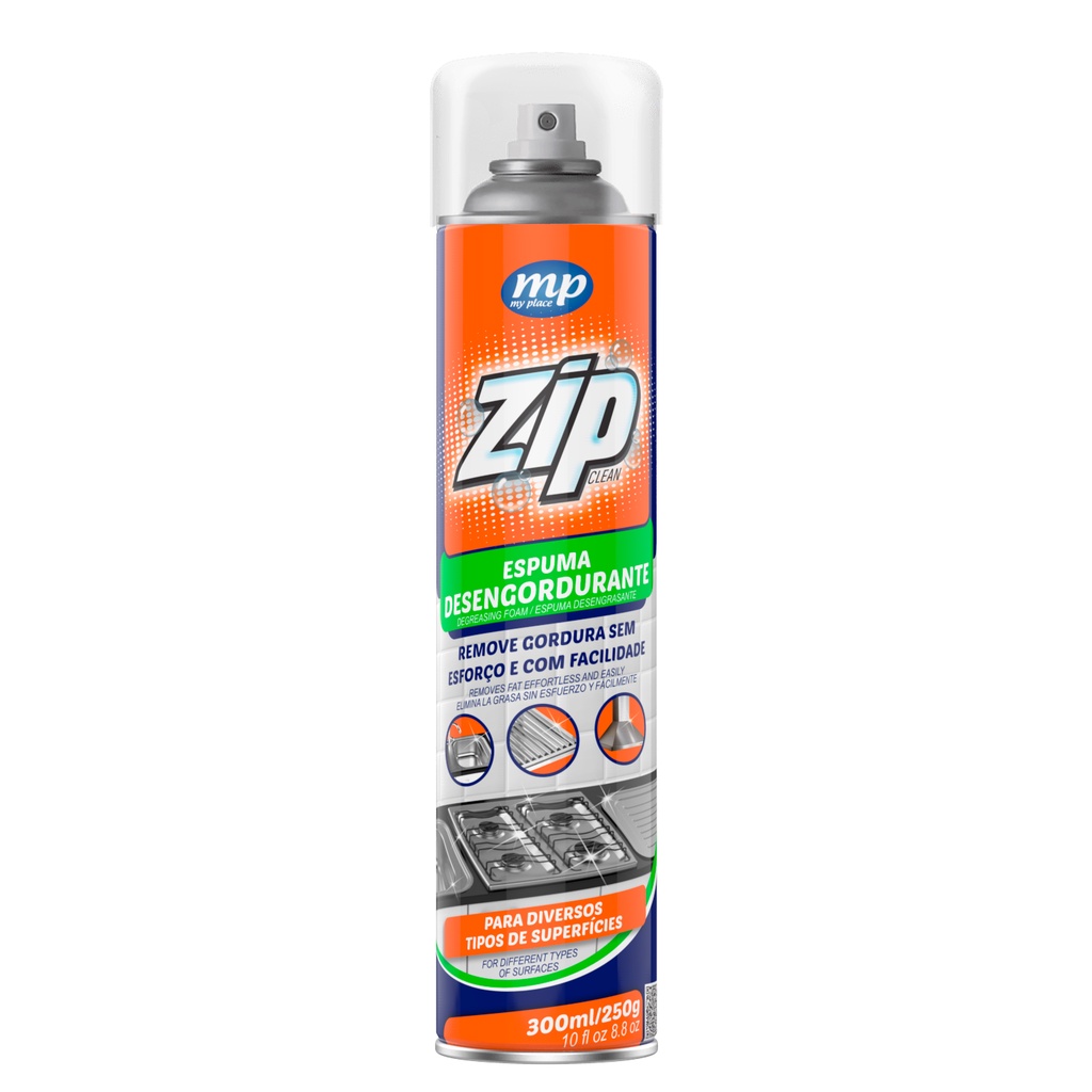 Zip Clean Desengordurante Espuma Mágica age nas Moléculas de Gordura e ...