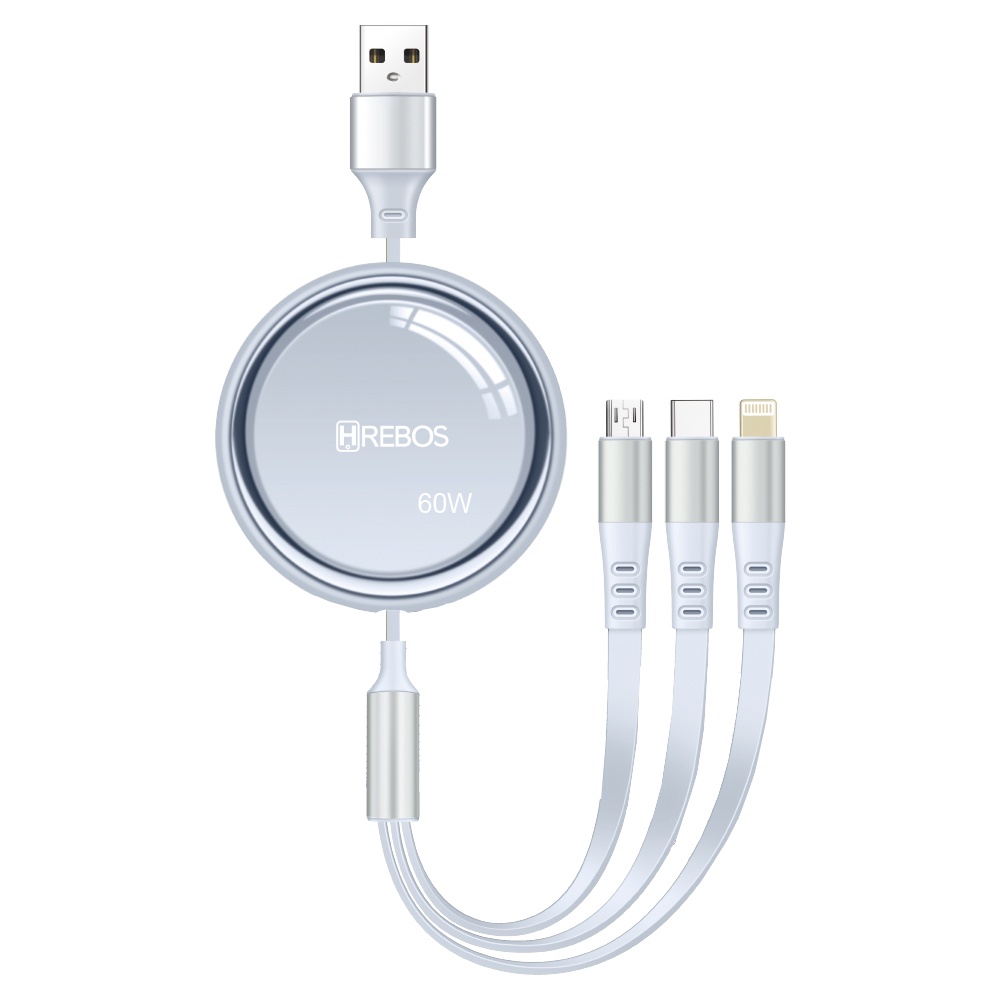 Cabo Turbo Turtle 3 em 1 Micro-USB Type-C Lightning Hrebos | Shopee Brasil