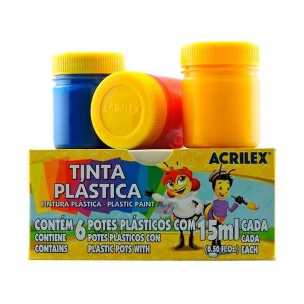 Tinta Plastica - Acrilex - 6un C/15ml | Shopee Brasil