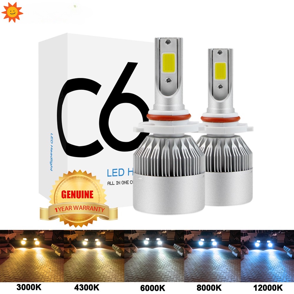 C6 H4 H7 H11 Car LED Headlight 9005 9006 H1 H27 H3 Car Fog Lamp 8000LM 12V 36W LKZBR | Shopee Brasil