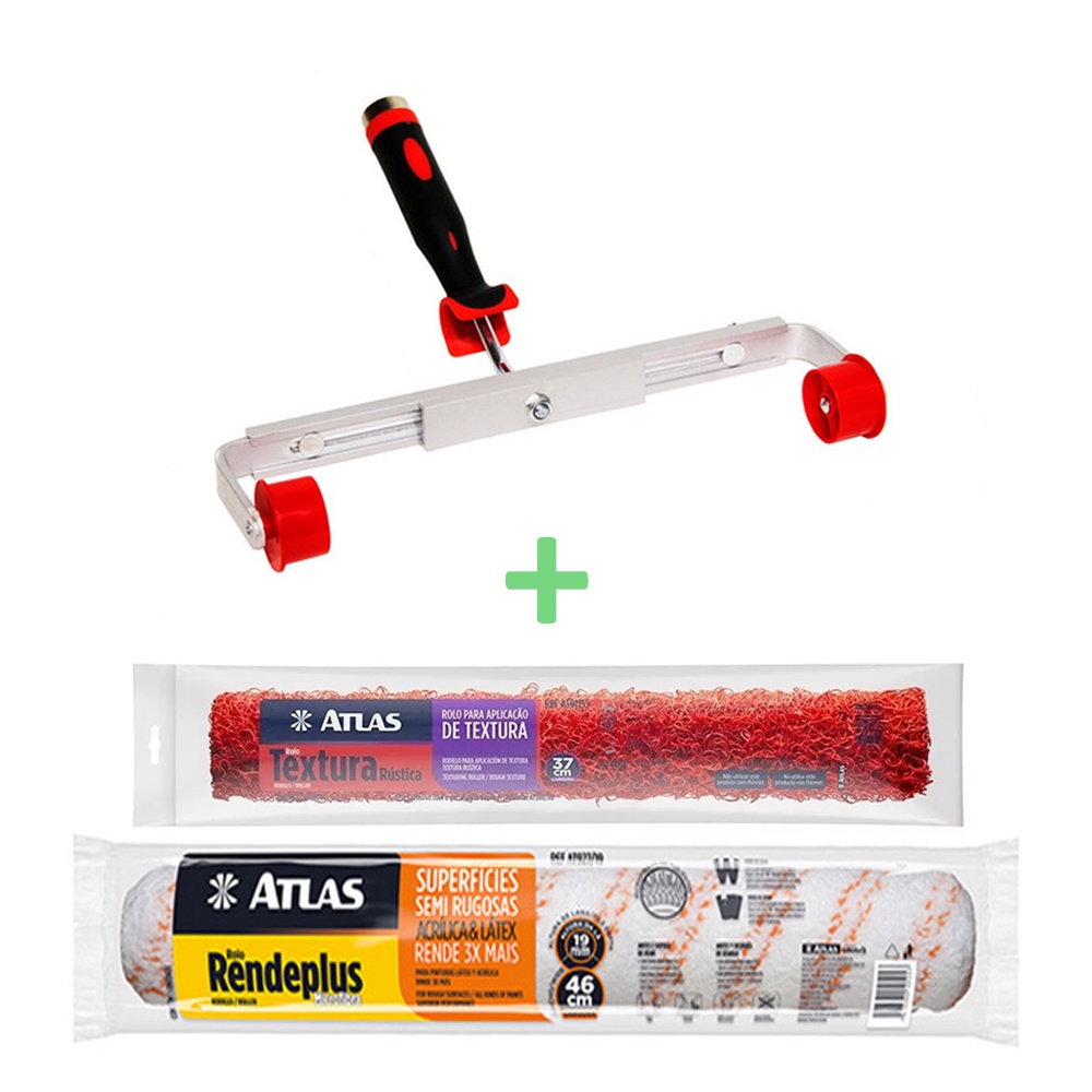 Rolo RendePlus 46cm Atlas + Rolo Textura 37cm + Garfo Duplo | Shopee Brasil
