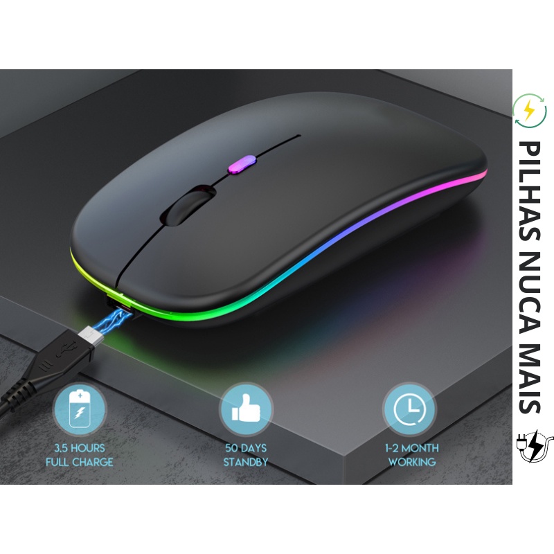Mouse Recarregável Sem Fio Wireless Led Rgb 2.4 Ghz Ergonômico ...