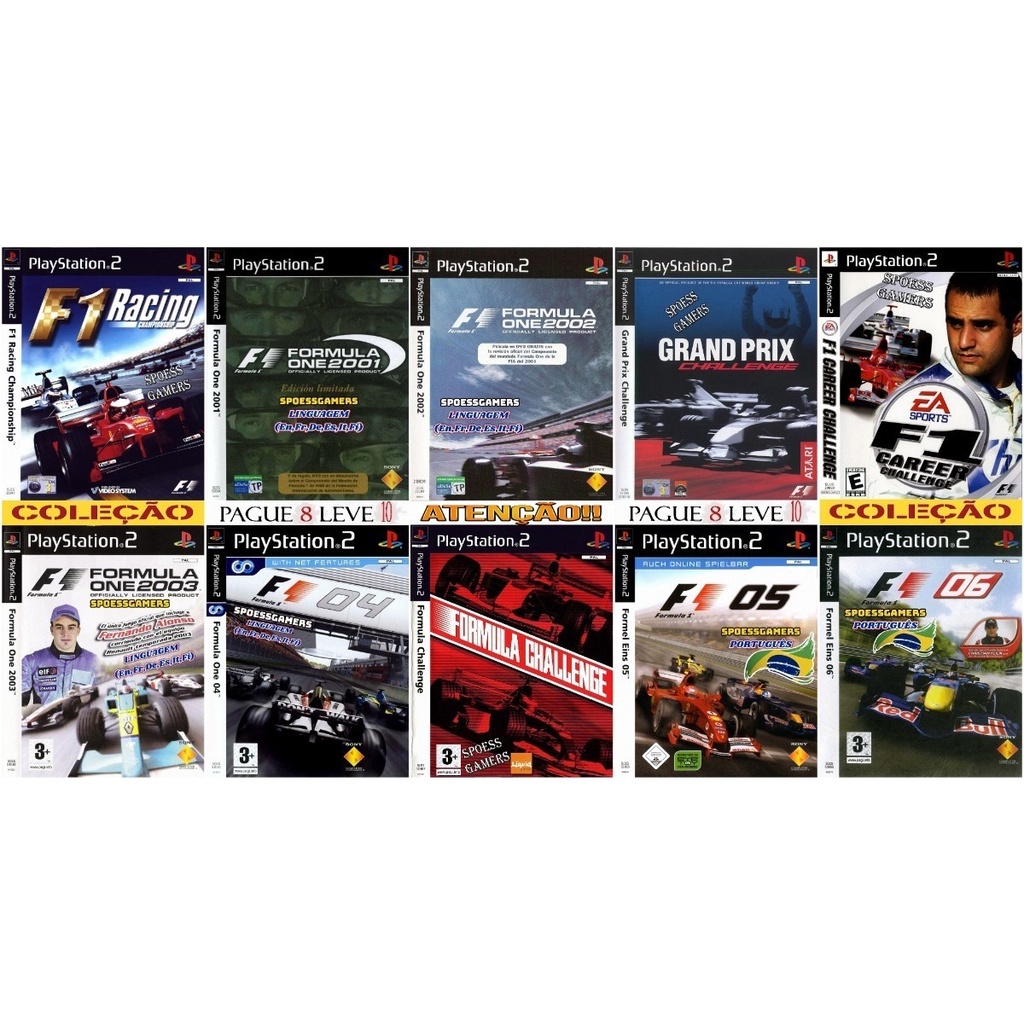 Jogo Ps 2 Formula 1 Ps2 One Coleção (10 Dvds) | Shopee Brasil