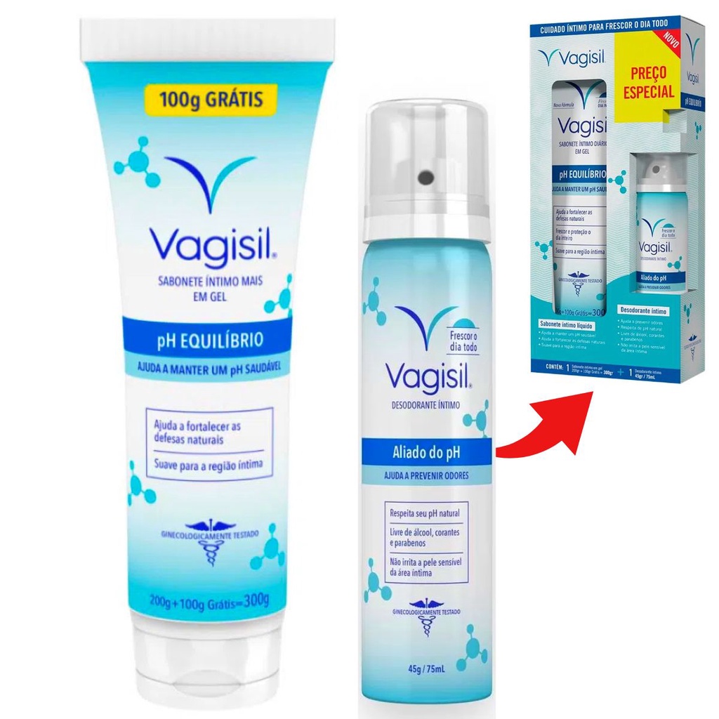 Sabonete Intimo Vagisil 300gr Kit Desodorante Intimo 75ml | Shopee Brasil