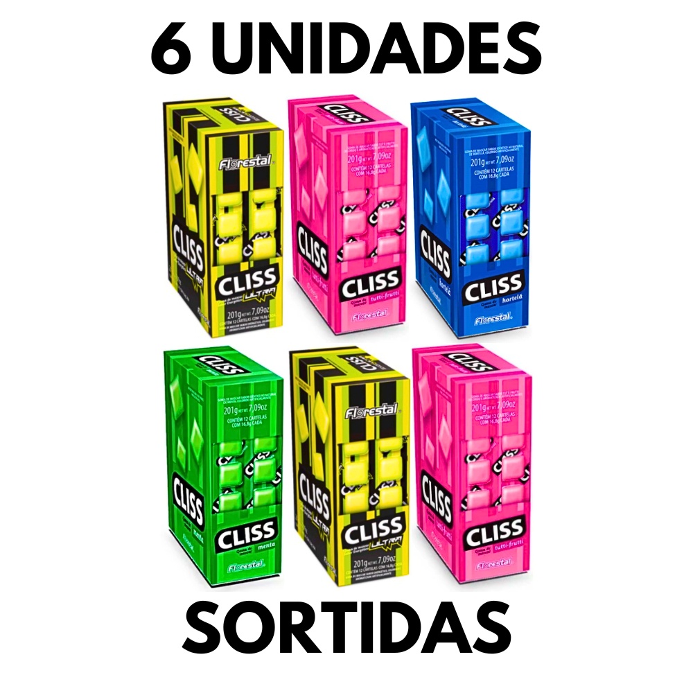 Kit Chiclete Cliss Cartela FLORESTAL 201g - 6cx c/ 12un Cada | Shopee ...