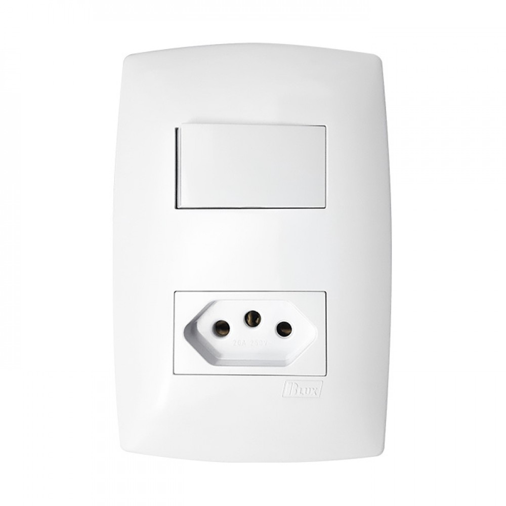 Interruptor Simples + Tomada 10A Branca Brilho Home Blux | Shopee Brasil