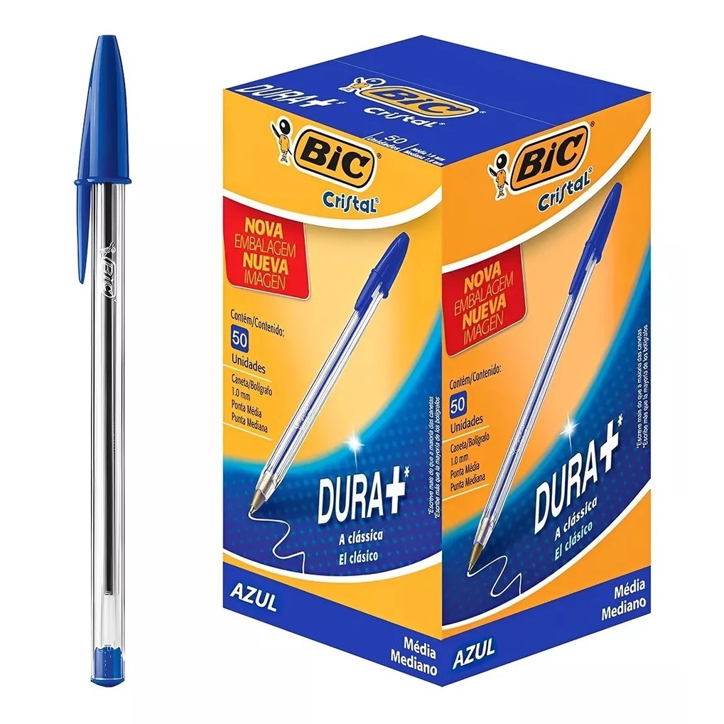 Caneta Bic Cristal Azul Caixa C/50 Unidades | Shopee Brasil