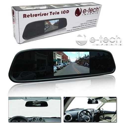Retrovisor Interno Tela Lcd 4.3 Polegadas E-tech Universal | Shopee Brasil
