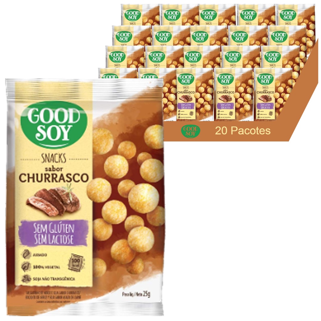 Snacks de Soja GOODSOY Sabor Churrasco 25g (20 Pacotes) | Shopee Brasil