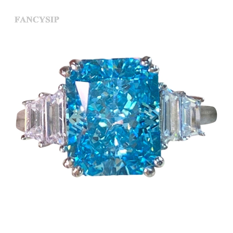 FANCY Trendy Aquamarine Silver Color Rings For Woman Noivado De Anel De ...