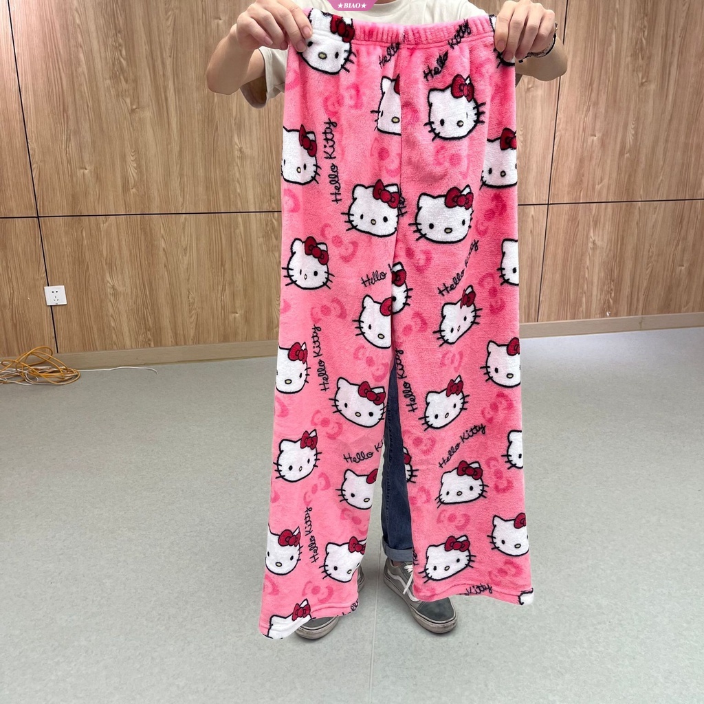 Hello Kitty Pajama Pants Kawaii Kt Cat Women Warm Casual Outono Inverno ...