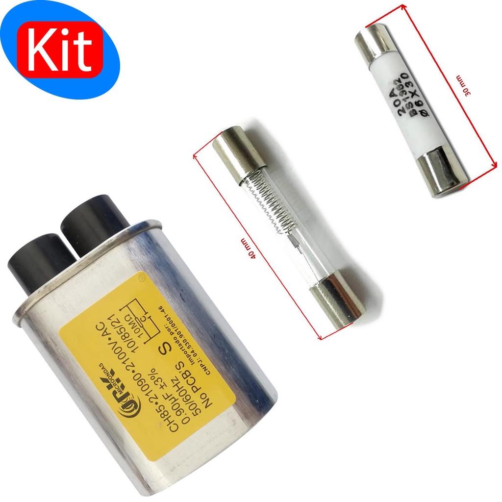 Kit Capacitor Microondas 0,90e +Fusivel 20A +Fusivel Retardo | Shopee ...