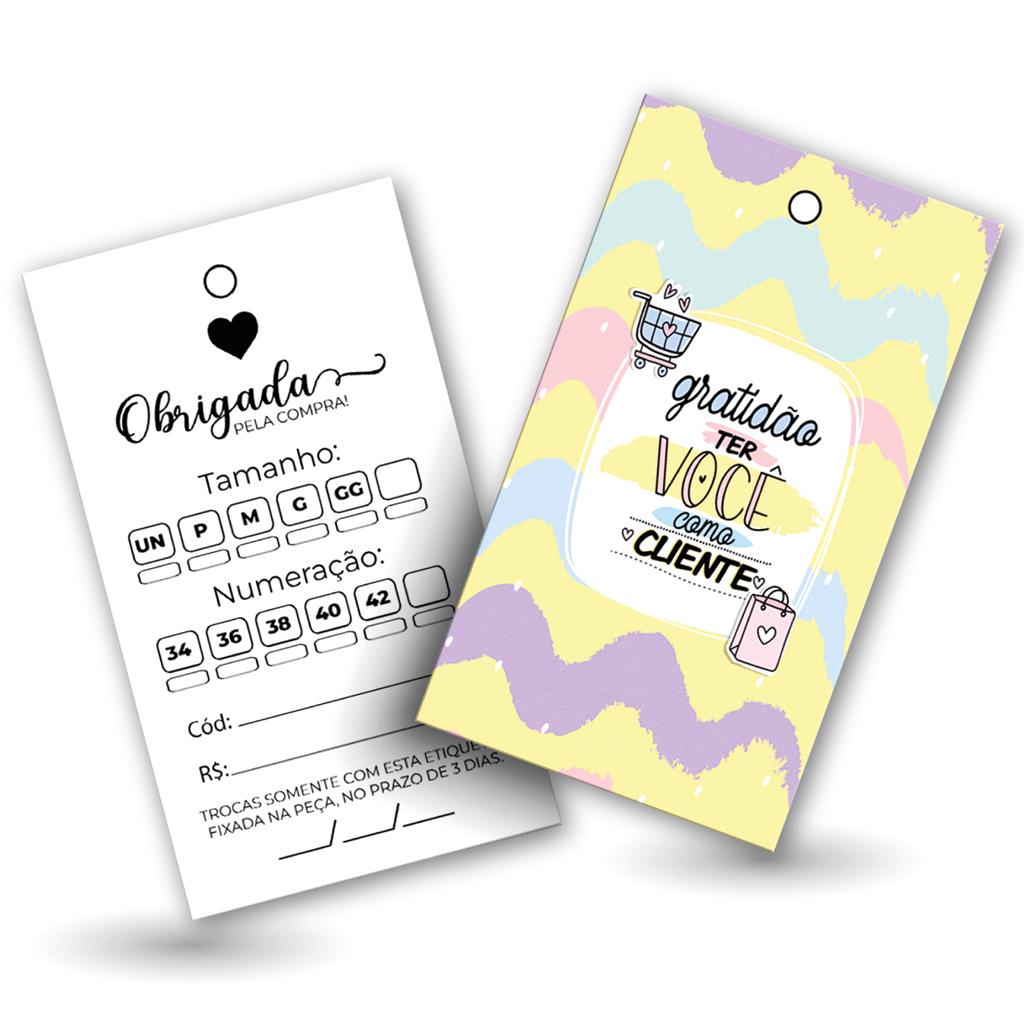 Tag Etiqueta para Roupas Ideal para Lojas Impressao frente e verso Tam ...