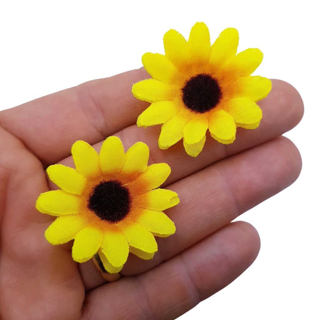 Aplique mini girassol flor artificial 3 cm- 4 unidades | Shopee Brasil