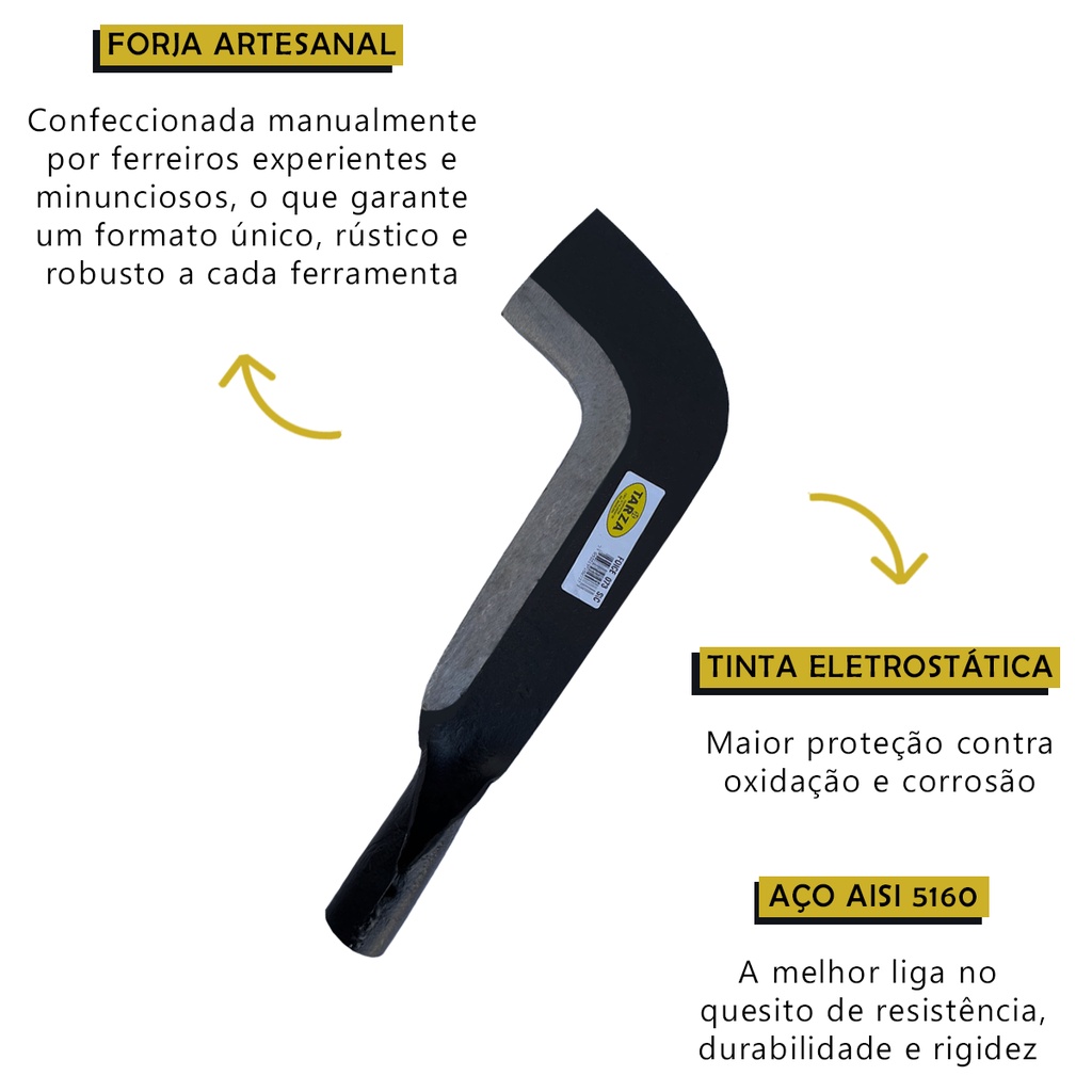 Foice Mineira 73 Amolada Sem Cabo Aço Forjado TARZA | Shopee Brasil