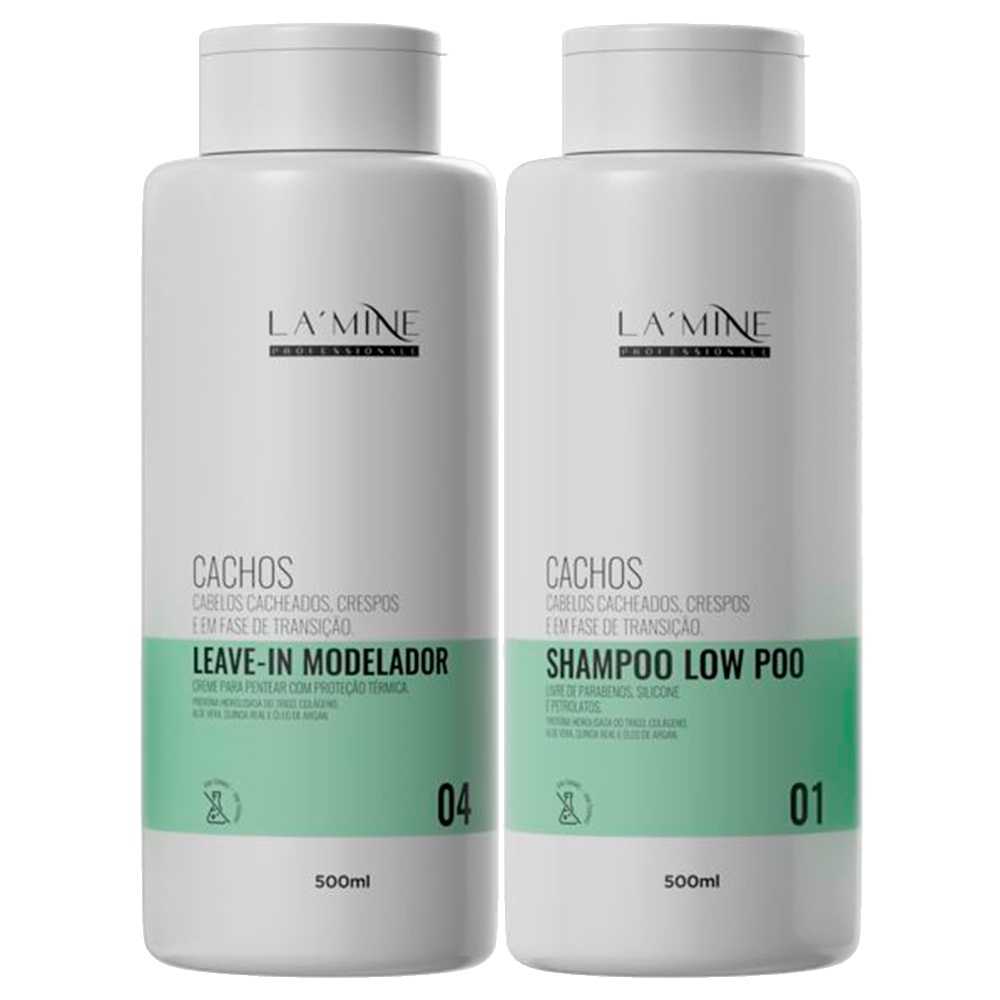 Kit Shampoo + Leave-in Cachos Cabelos Cacheados Lamine 500ml | Shopee ...