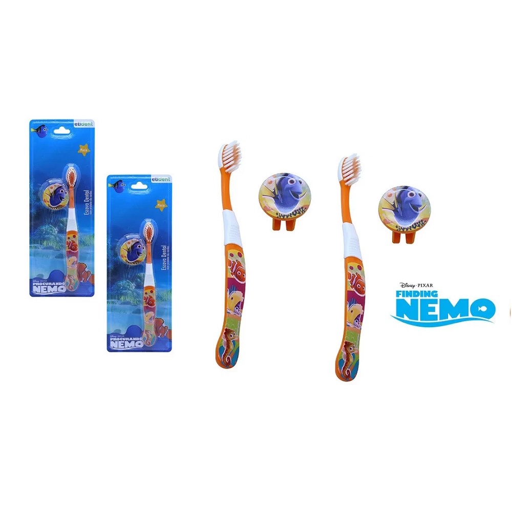 Kit com 2 Escova Dental Infantil com Capa e Cerdas Macias - Nemo ...