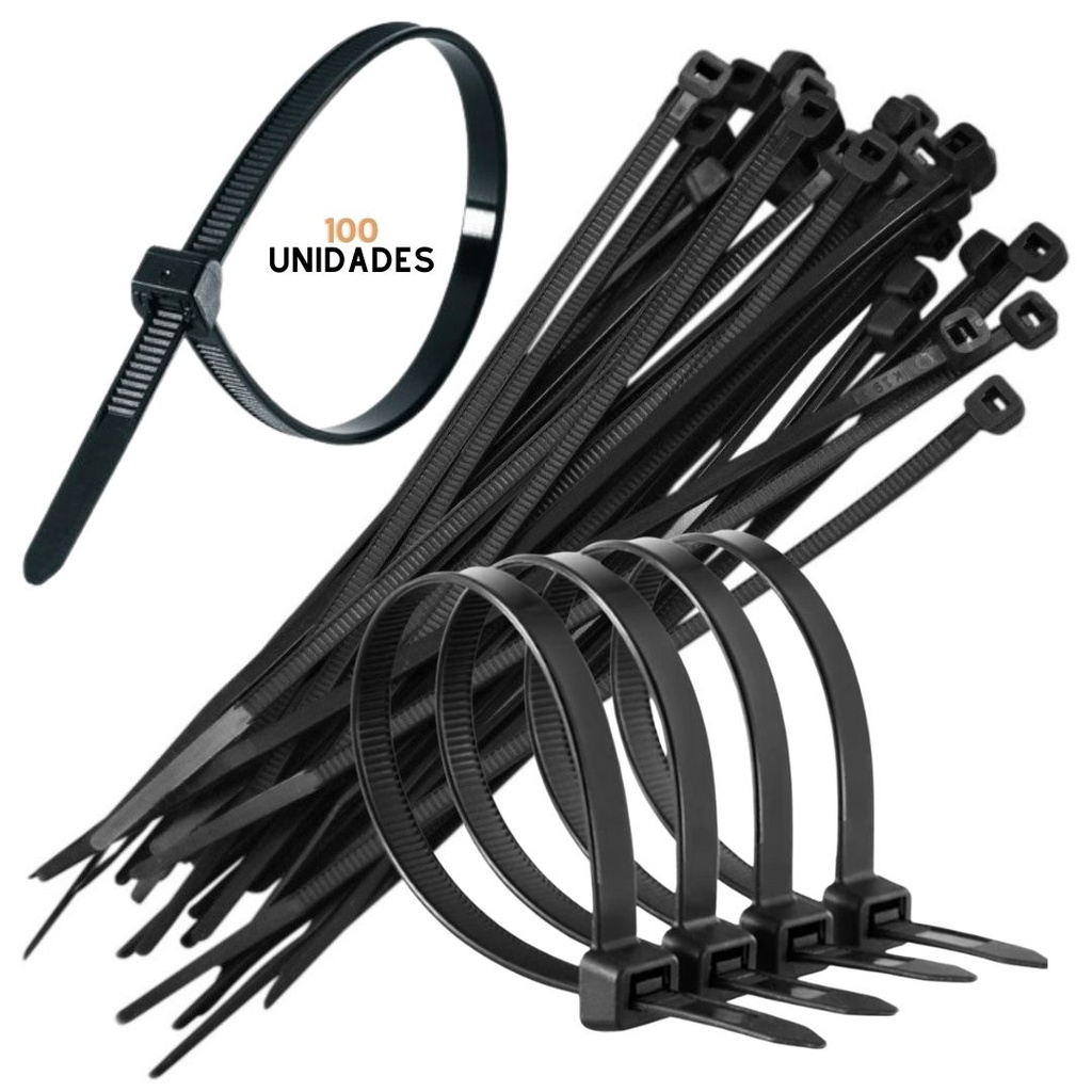 Abraçadeira de Nylon Enforca Gato Preta Construção Amarração 200mm x 2 ...