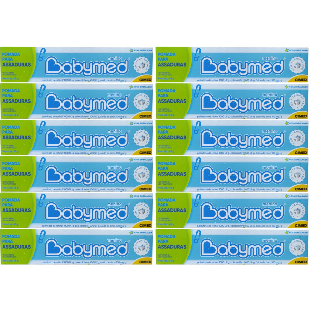 Kit Com 12 Babymed Pomada Para Assaduras Cimed 45 Gramas Azul | Shopee ...
